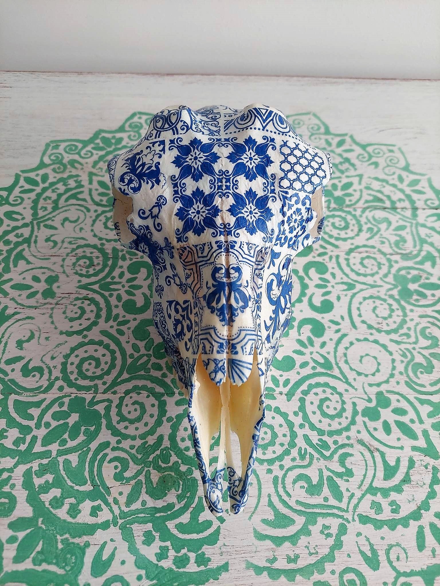 Genuine Sheep Skull, Hand-painted Sheep Skull, Painted Animal Skull ...
