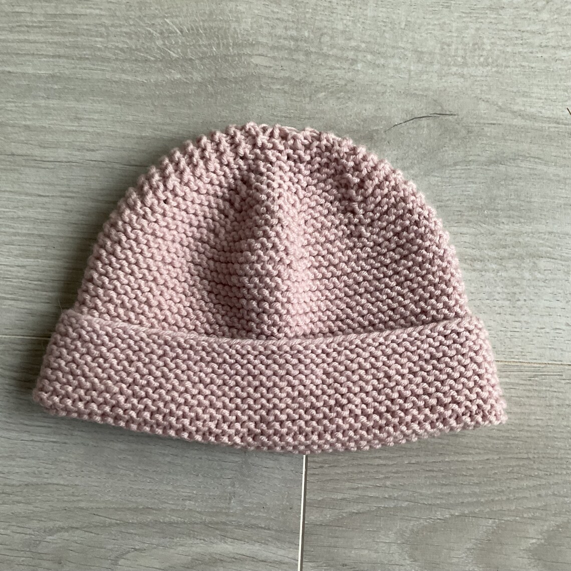 Baby Hat in Pure Wool (100% Merino), Hand-knitted in Garter Stitch ...