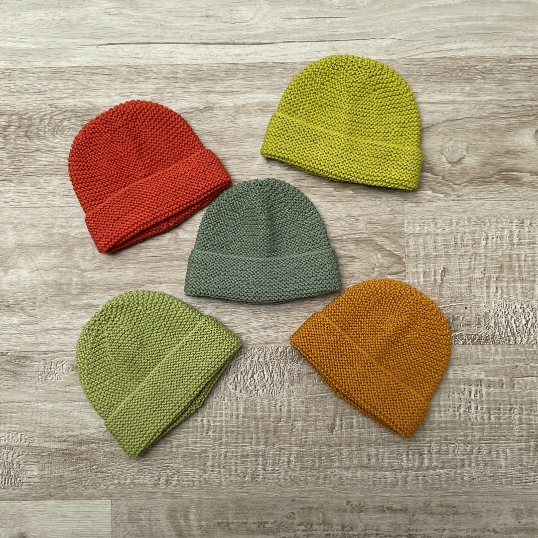Baby Hat in Pure Wool (100% Merino), Hand Knitted in Garter Stitch - Etsy