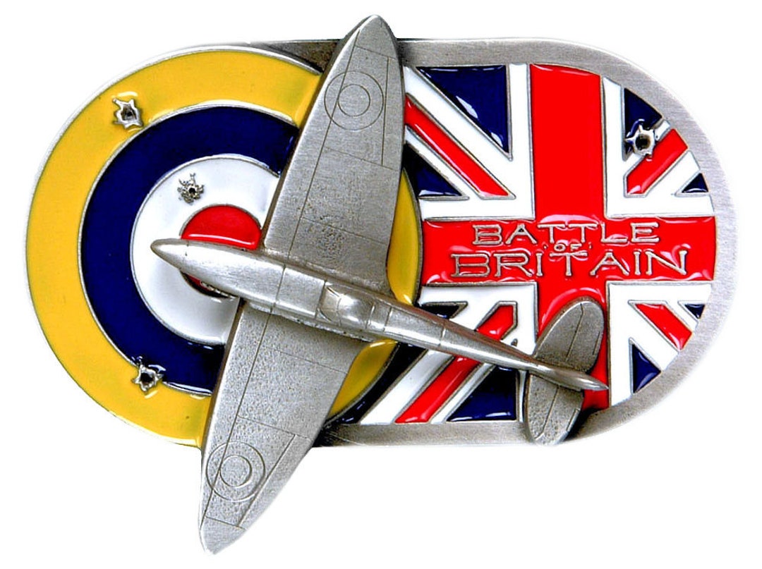 Battle of Britain Spitfire Aeroplane Union Jack Flag Belt Buckle in ...