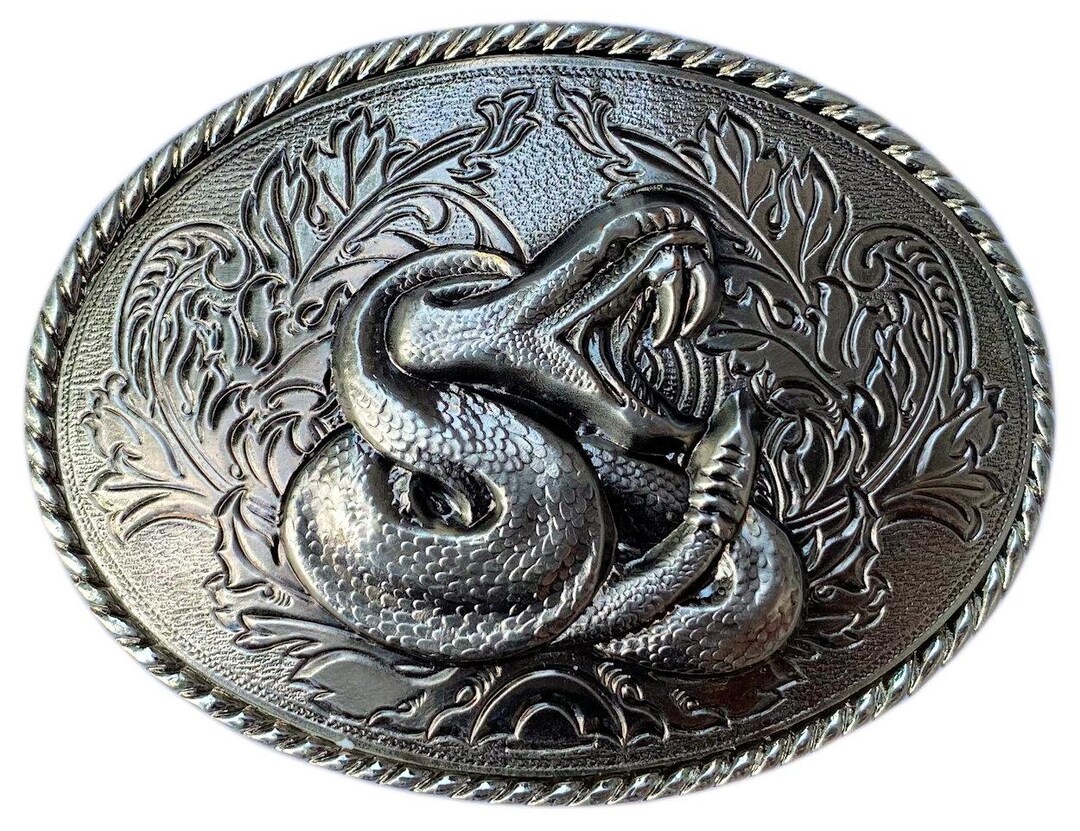 Rattlesnake Reptile Western Pewter Plated Belt Buckle in Presentation ...