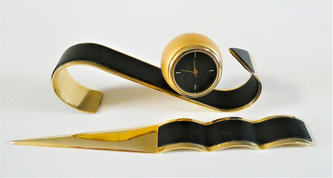 Desk Set Clock (pendulum - Watch) and Paper Cutter - Etsy