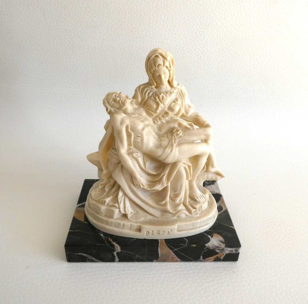 Italian Roman Statue in Ivory Stone - “pieta” Sculpture by A. Santini ...