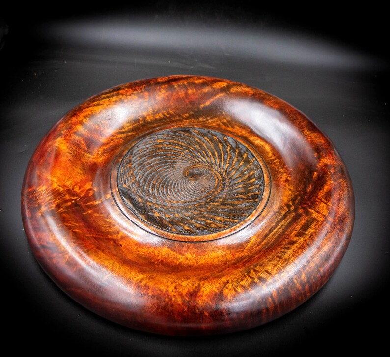 Unique Colored Mango Wood Plate With Laser Engrave Bottom 2143 - Etsy