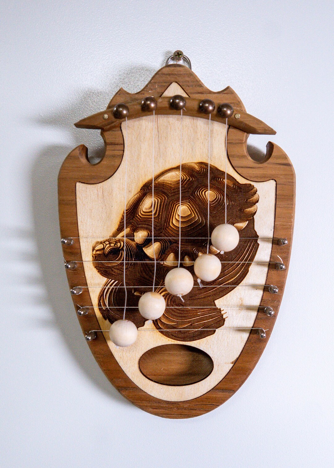 Handcrafted Wooden Door Harp With Laser-engraved Turtle Design Unique ...