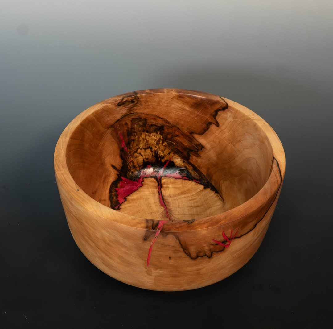 Handcrafted Maple Wood Bowl Epoxy Inlay - Elegant Centerpiece for ...