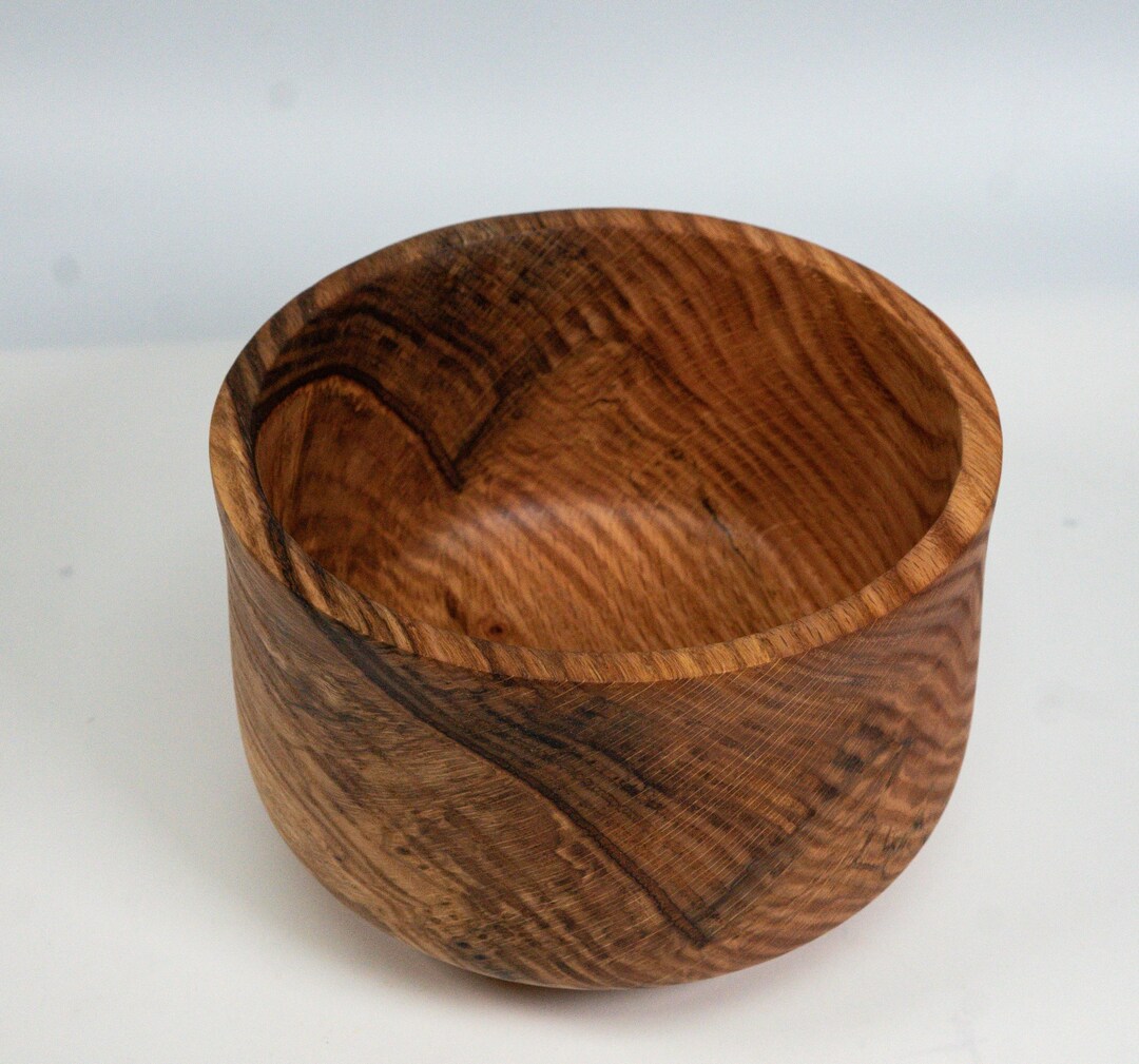 Handcrafted Wood Turned Oak Bowl With Rich Natural Grain – Rustic ...