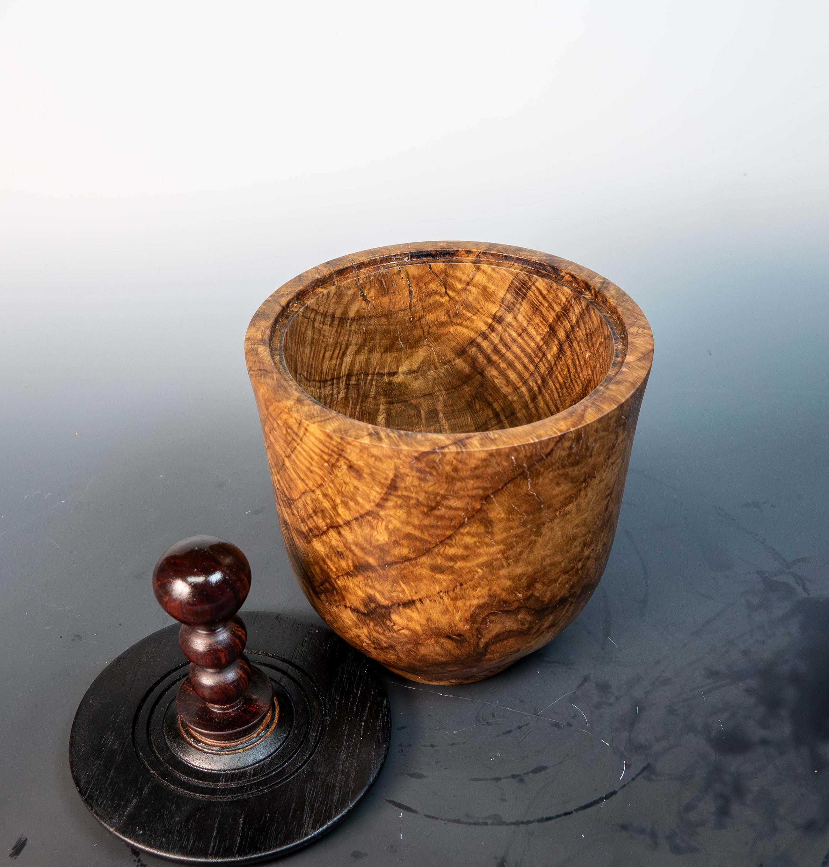Handcrafted Wood Turned Oak Burl Lidded Bowl, Box With Cocobolo Finial ...