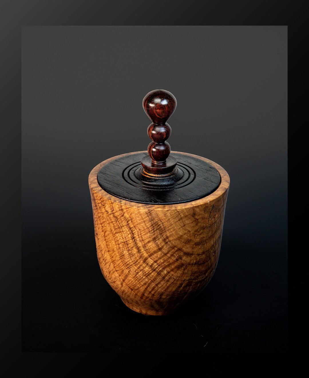 Handcrafted Wood Turned Oak Burl Lidded Bowl, Box With Cocobolo Finial ...