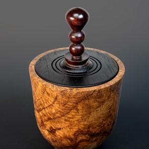 Handcrafted Wood Turned Oak Burl Lidded Bowl, Box With Cocobolo Finial ...