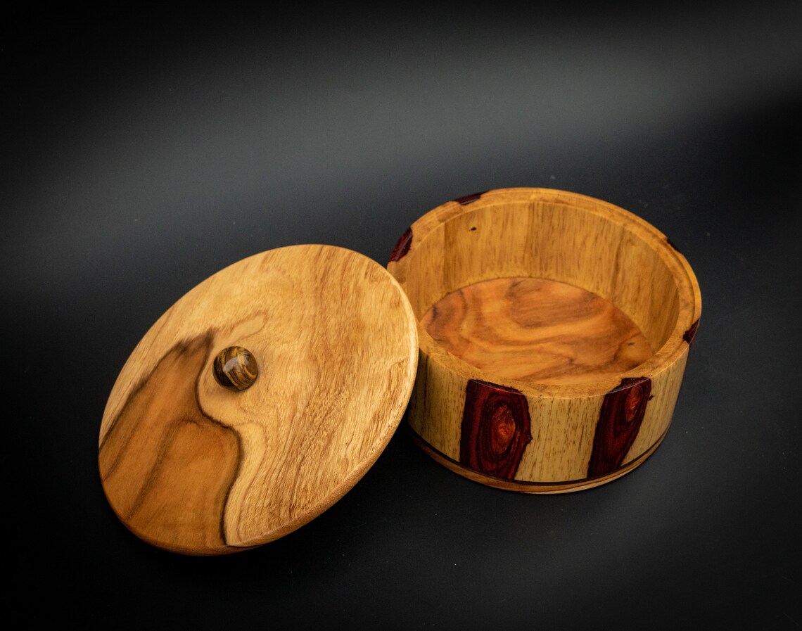 Unique Handmade Wood Turned Lidded Wooden Bowl Keepsake Box | Etsy