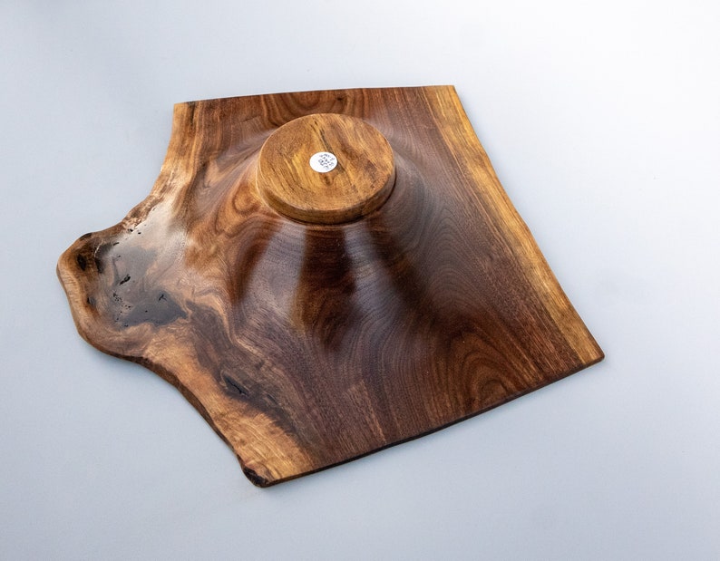 Unique Handmade Wood Turned, Carved Live Natural Edge Wooden Walnut ...