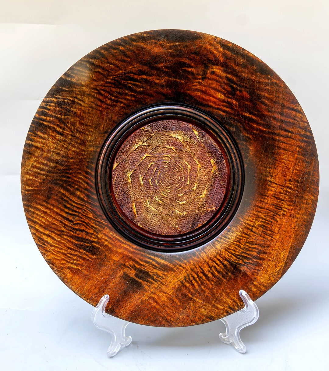 Wooden Plate Wood Turned From Mango Wood With Laser Engrave Bottom ...