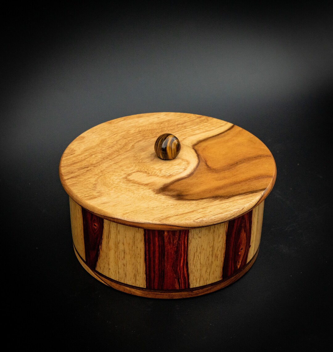 Unique Handmade Wood Turned Lidded Wooden Bowl Keepsake Box Cooki Candy ...