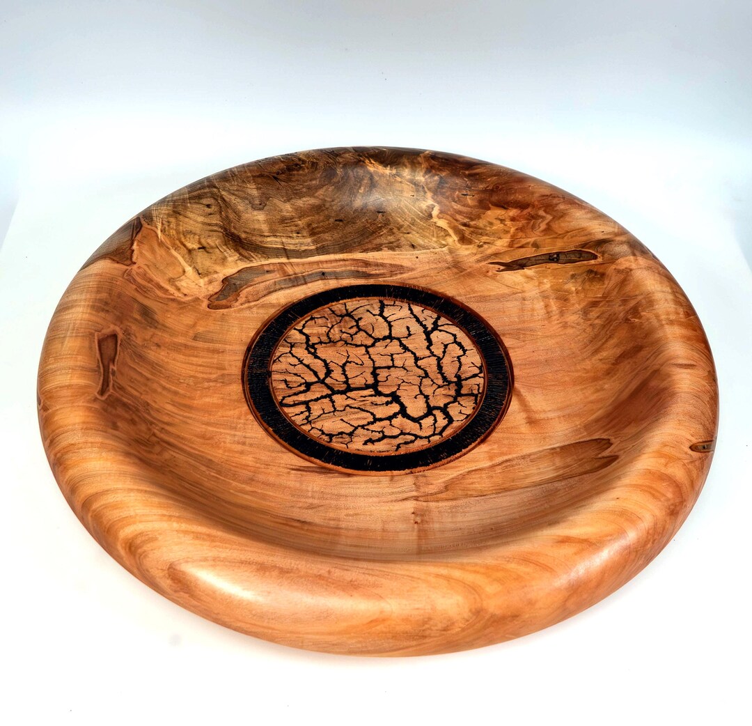 Artisanal Maple Wood Decorative Plate Bowl With Unique Lichtenberg ...