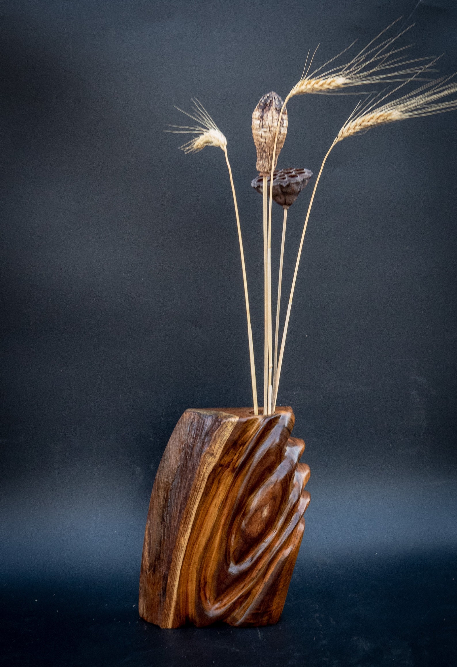 Unique Hand Carved Wood Sculpture Wooden Vase Live Natural Form Weed ...
