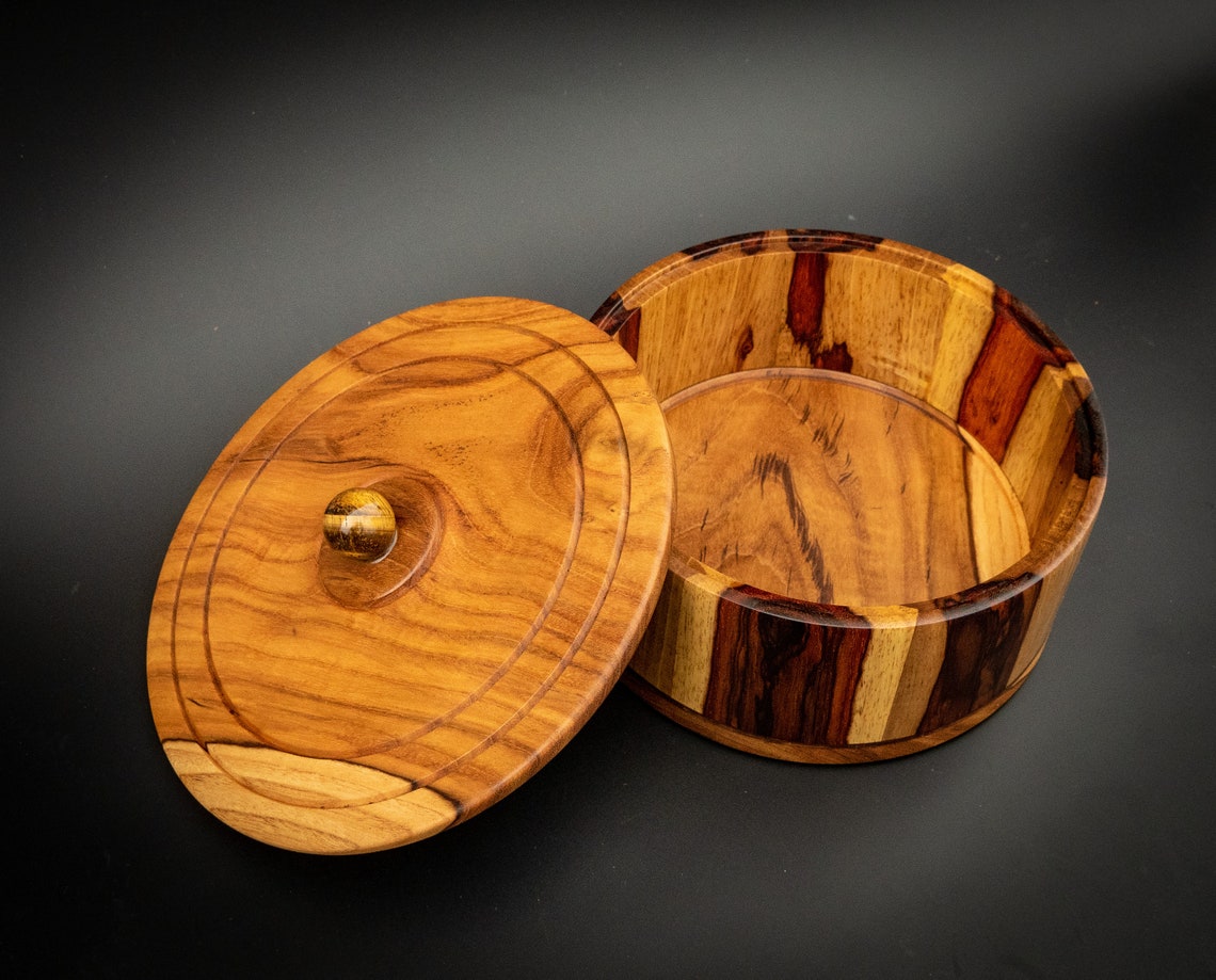 Unique Handmade Wood Turned Lidded Wooden Bowl Keepsake Box - Etsy