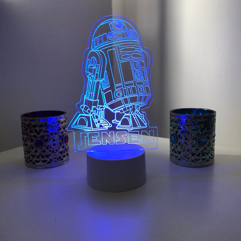 Personalised R2D2 Acrylic Lamp or Night Light on Colour - Etsy