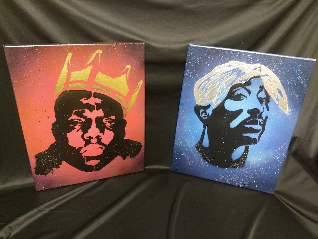Biggie and Tupac Painting Spray Paint on Canvas 18x24 (TWO PAINTINGS ...