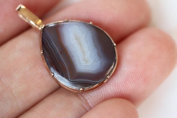 Antique Georgian Agate 10k & 18k Gold Pendant-P0117 - Gem