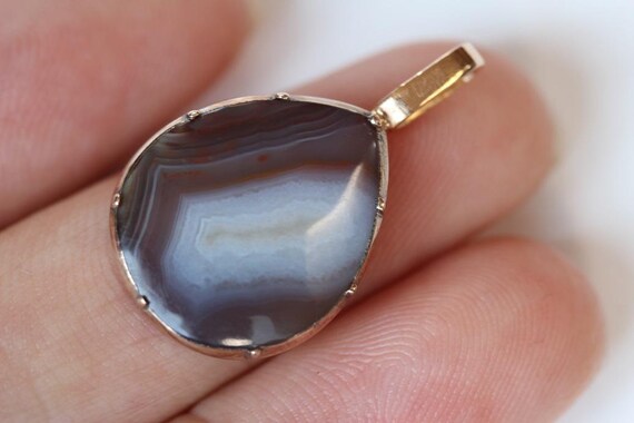 Antique Georgian Agate 10k & 18k Gold Pendant-P0117 - Gem