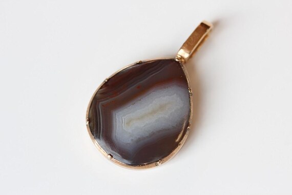 Antique Georgian Agate 10k & 18k Gold Pendant-P0117 - Gem