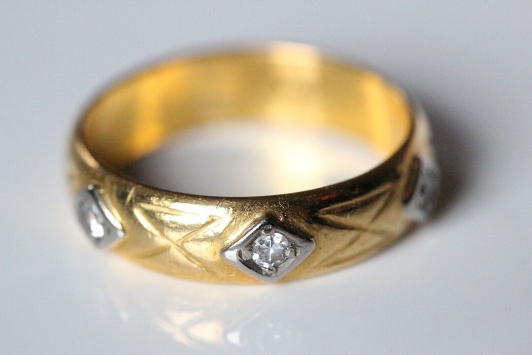 23k Solid Gold Antique Victorian Trilogy Diamond Ring-r1186 - Etsy