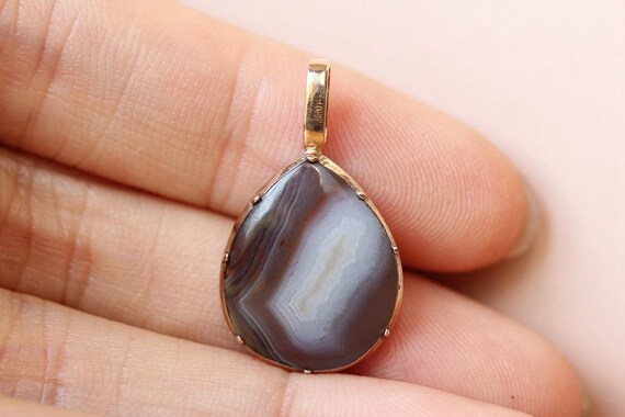 Antique Georgian Agate 10k & 18k Gold Pendant-P0117 - Gem