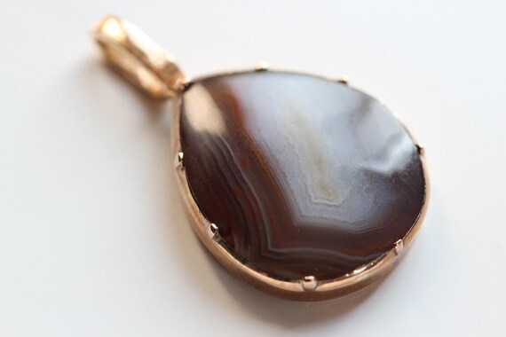 Antique Georgian Agate 10k & 18k Gold Pendant-P0117 - Gem