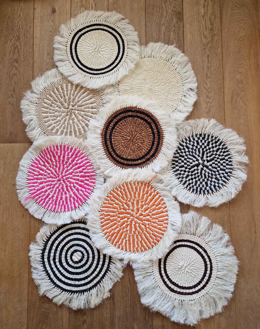 MEZANI: 12" W (30.4cm) Fringe Sisal Placemats / Wall Decor /table ...