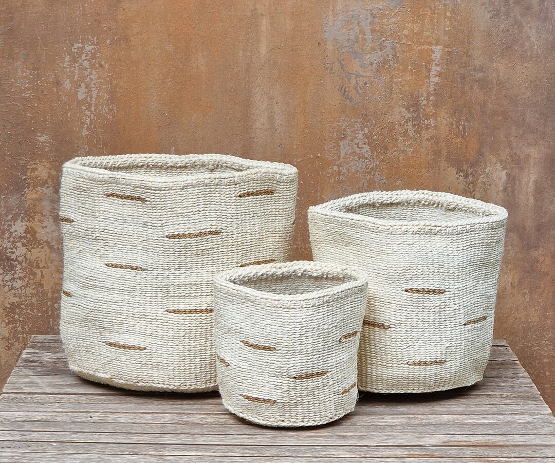 KALAHARI: Natural With Jute Pattern Sisal Baskets / Storage Baskets ...