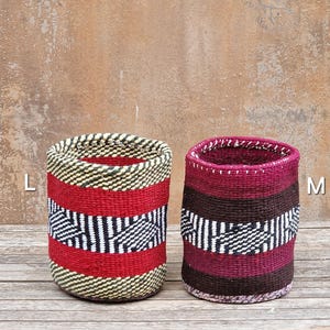 NYUZI: 6"w X 7"h Recycled Wool and Sisal Baskets. - Etsy