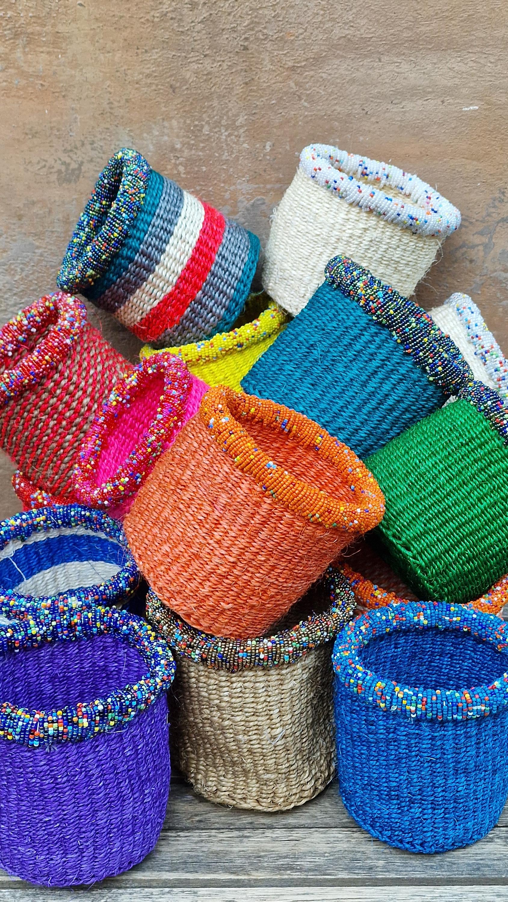 NDOGO: 4"w X 4"h Mini Beaded Rim Sisal Baskets / Storage Basket - Etsy UK