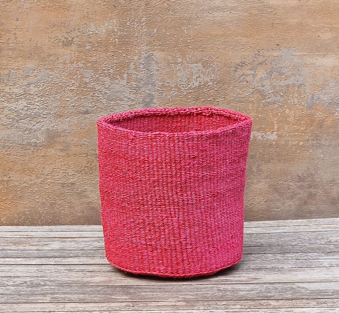 MPIRA: 8w X 8h Dark Raspberry Pink Sisal Basket / Storage Basket ...