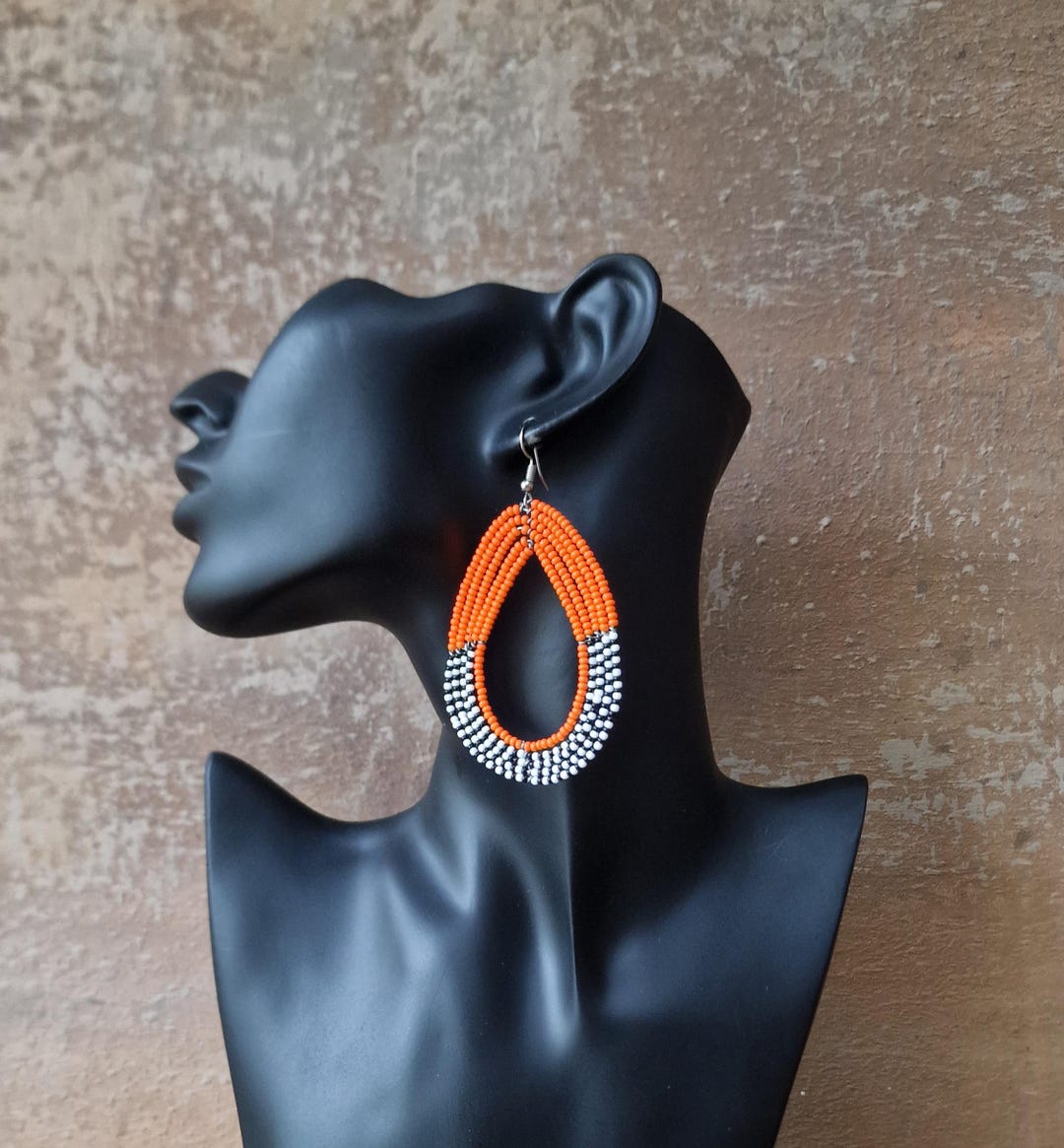 KESHI: Orange Handmade Kenyan Dangle Earrings / African Beaded Jewelry ...