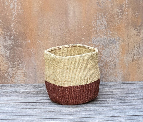 KAZI: Natural and brown sisal basket | Etsy