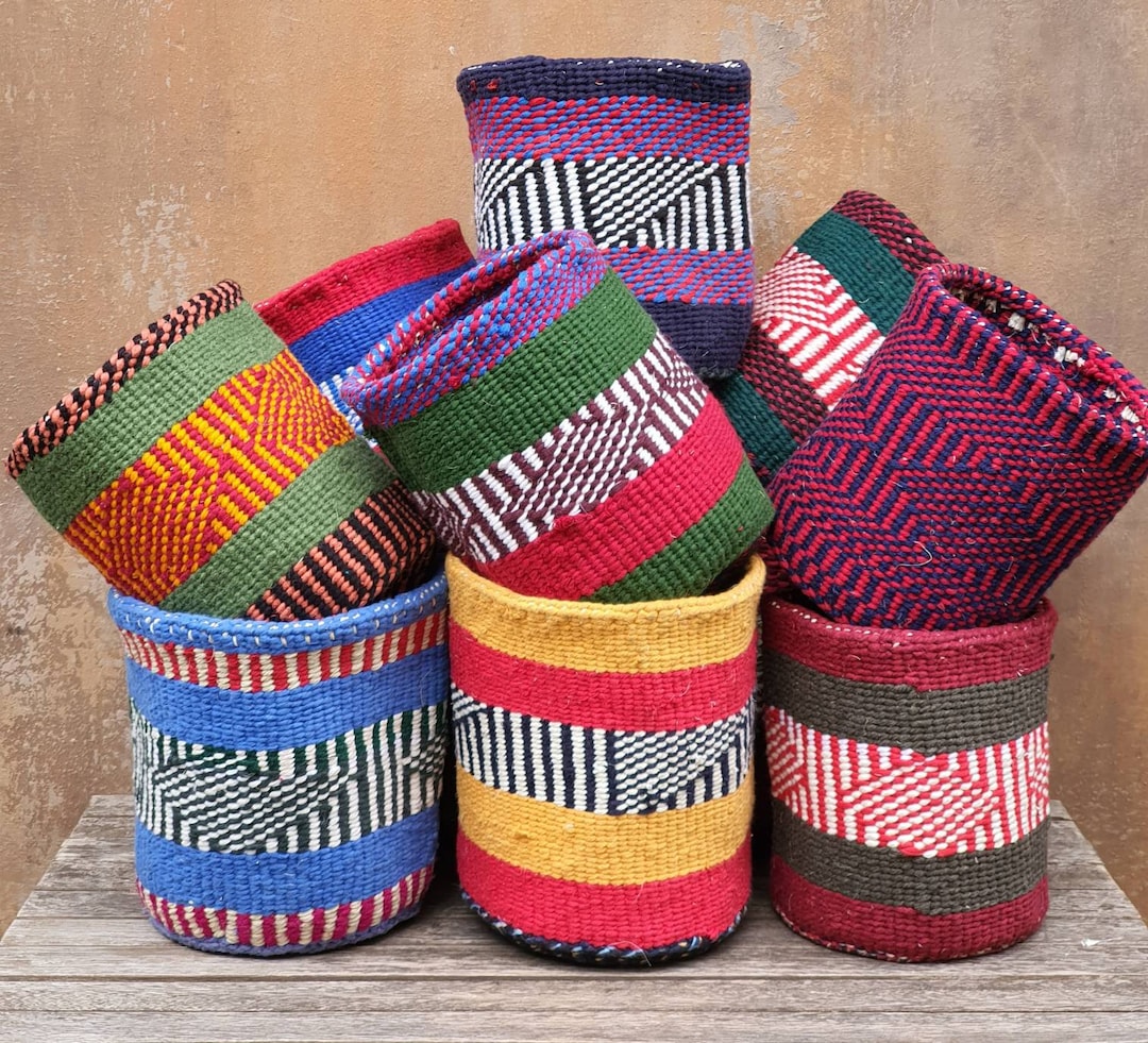 NYUZI: 6w X 7h Recycled Wool and Sisal Baskets. - Etsy
