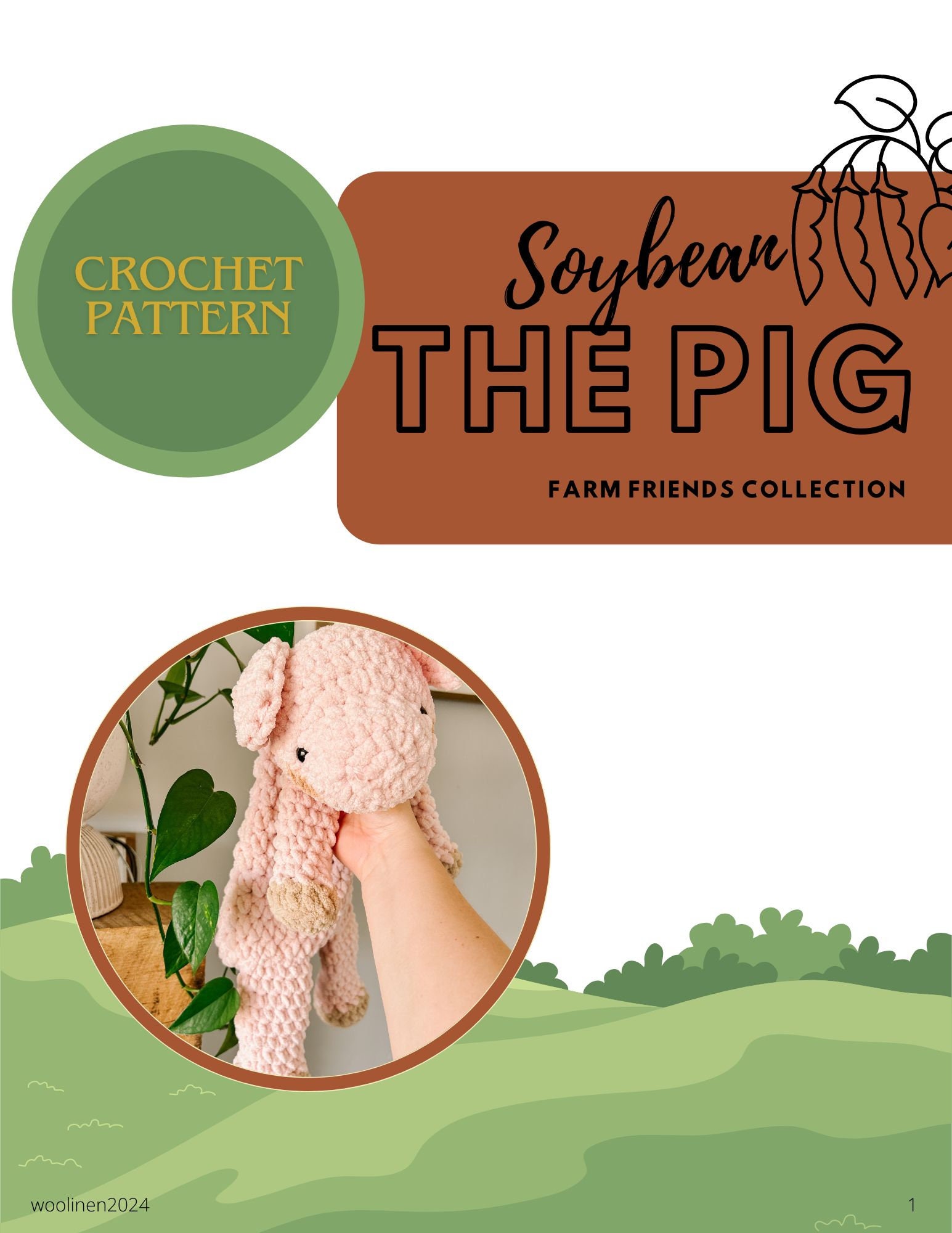 Soybean the Pig - Farm Friends Collection PDF Pattern - Etsy