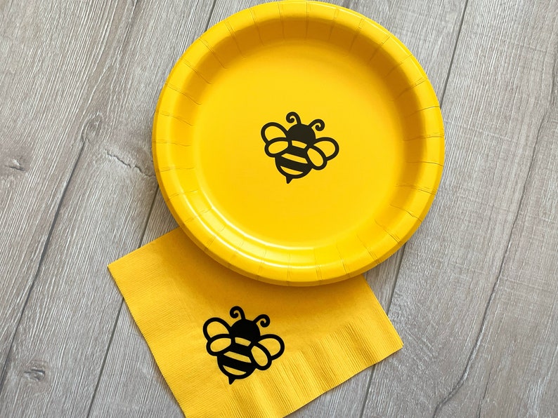 Cute Bumble Bee Plates, Cups and Napkins, Bee Party Supplies, Bee ...