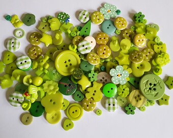 50 Piece Small to Tiny Green Tone Assorted Acrylic Button Mix, 8-13 Mm ...
