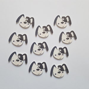 10 X Dog Shaped Wooden Buttons | Printed 2-hole Buttons | Sewing, Craft ...
