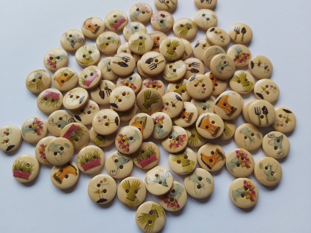 15mm Wooden Gardening Buttons - Etsy