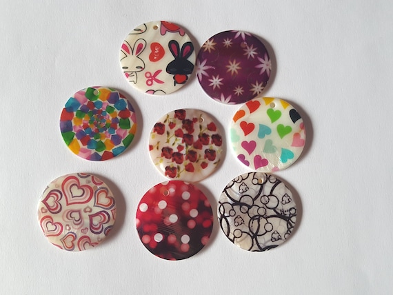Shell Pendants Shell Disc Pendants Printed Pendants Disc | Etsy