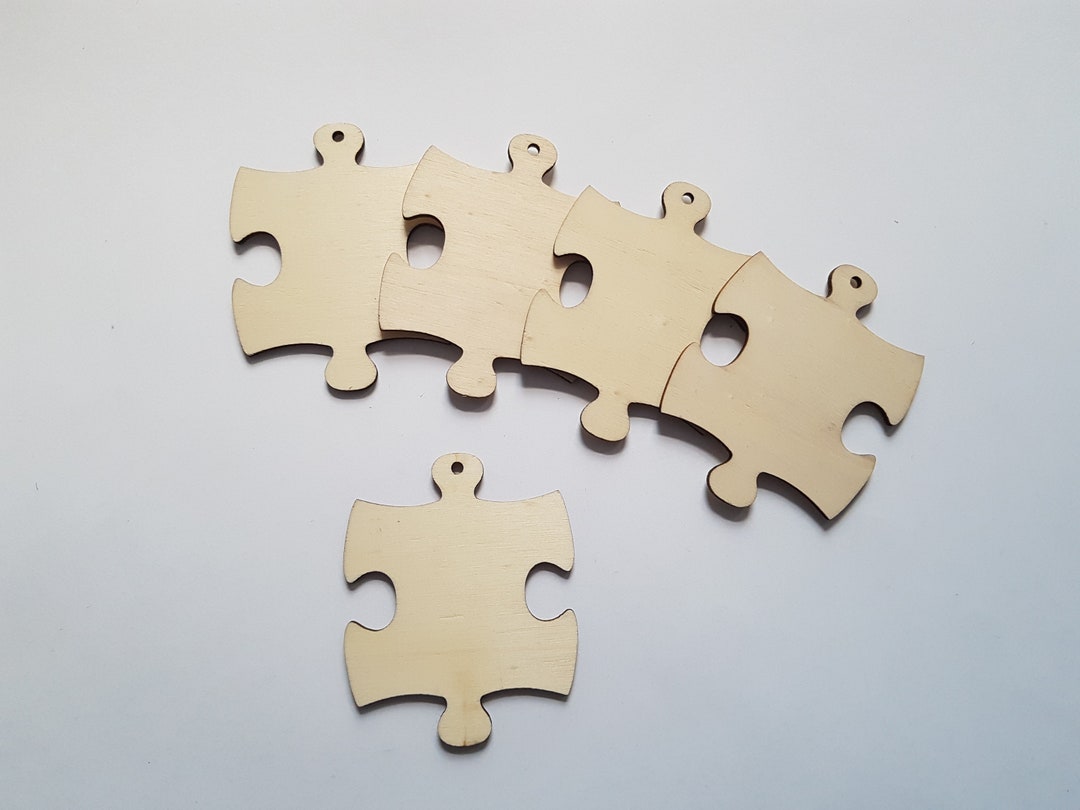 5 Jigsaw Piece Craft Shapes | Plywood Blank Wooden Shapes 70mm | DIY ...