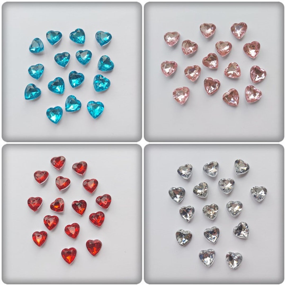 12mm Heart Rhinestones, Heart Rhinestones, Acrylic Heart Rhinestones ...