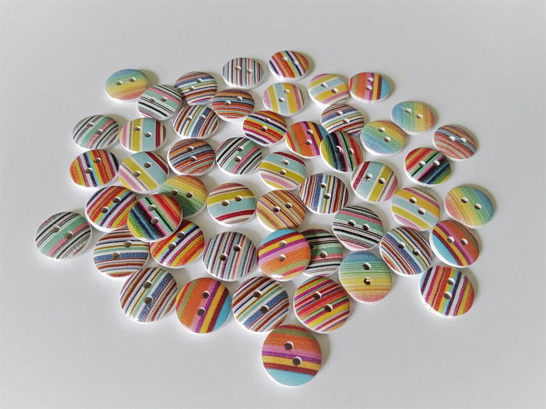 15mm Striped Buttons, Striped Buttons, Stripy Buttons, Wooden Buttons ...