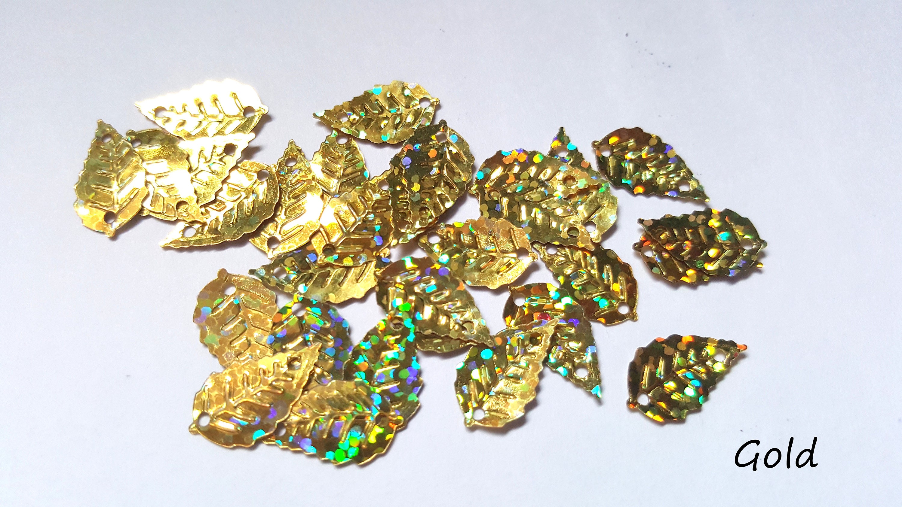 Leaf Sequins Leaf Confetti Holographic Sequins Sequins | Etsy
