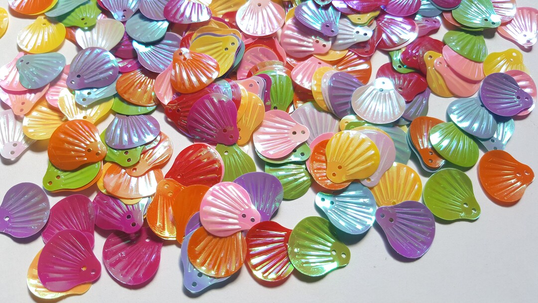 19mm Seashell Sequins, Shell Sequins, Mermaid Sequins, AB Plated ...