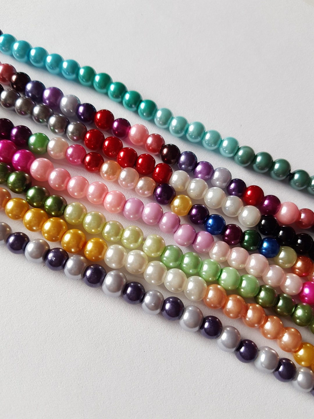 100 Mixed Pearl Beads 6mm | Glass Round Bead Mix | DIY Jewellery ...
