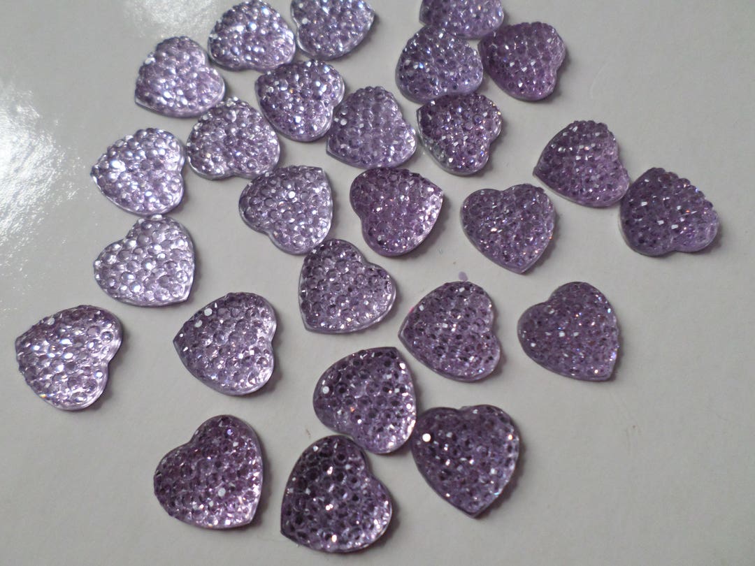 14mm Heart Rhinestones, Heart Rhinestones, Lilac Heart Rhinestones ...